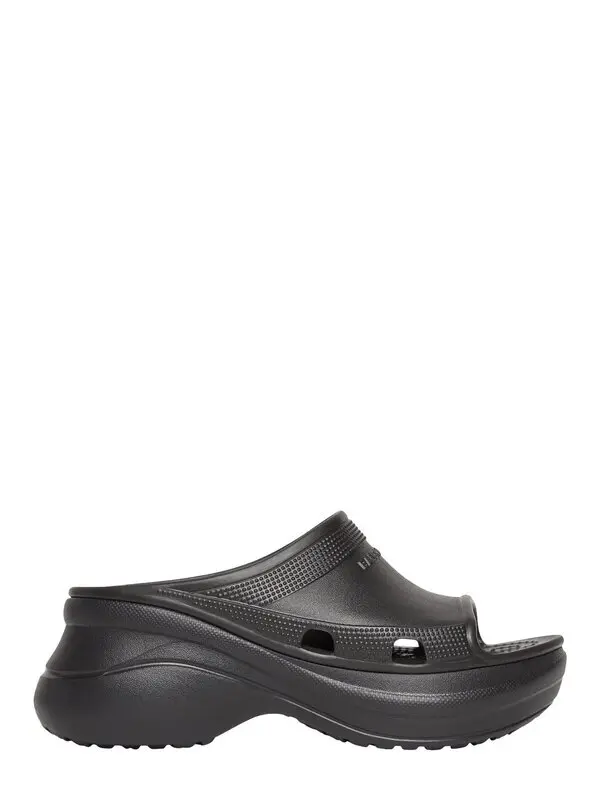 Balenciaga X Crocs Perforated Rubber Slides - Black