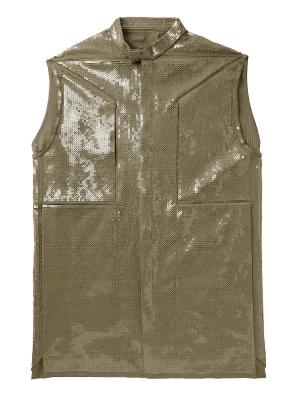Rick Owens Sequin-embellished Cotton-poplin Gilet - Brown