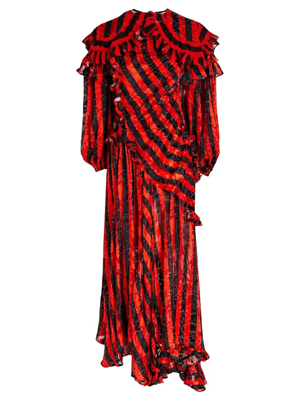 PREEN BY THORNTON BREGAZZI Striped Devoré-chiffon Midi Dress - Red