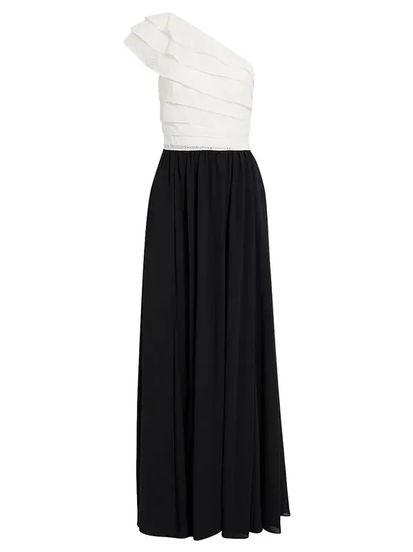 MIKAEL AGHAL One-shoulder Ruffled Gown - Black
