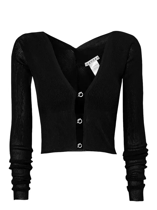 Ioannes Ribbed-knit Cardigan And Bra Top Set - Black