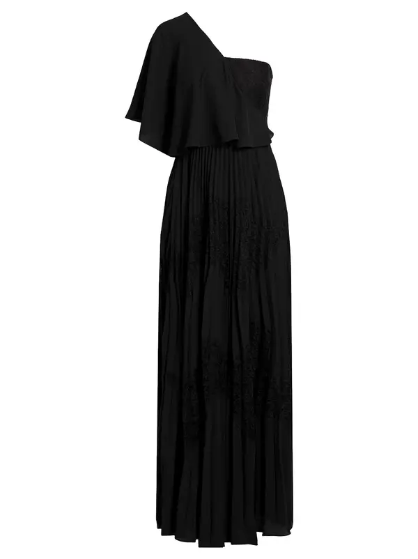 MIKAEL AGHAL One-shoulder Pleated Maxi Dress - Black