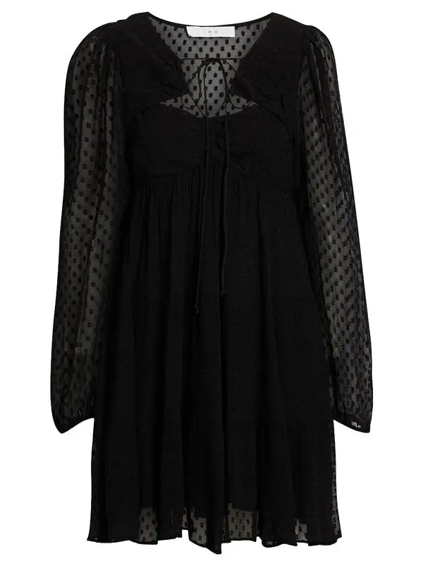 IRO PARIS Dixon Ruched Flocked Georgette Mini Dress - Black
