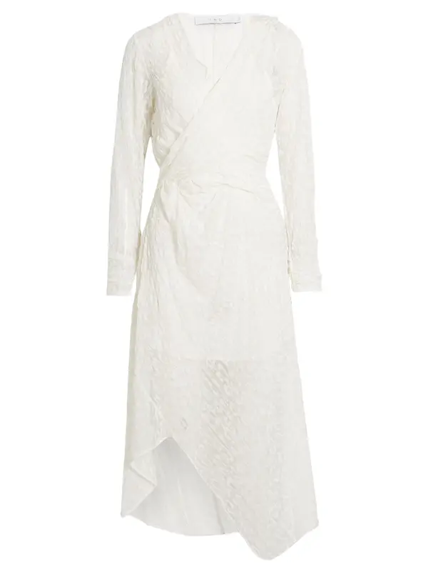 IRO PARIS Lexa Wrap-effect Devoré Silk-chiffon Midi Dress - Ivory