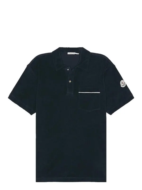 Moncler Polo In Black - Navy