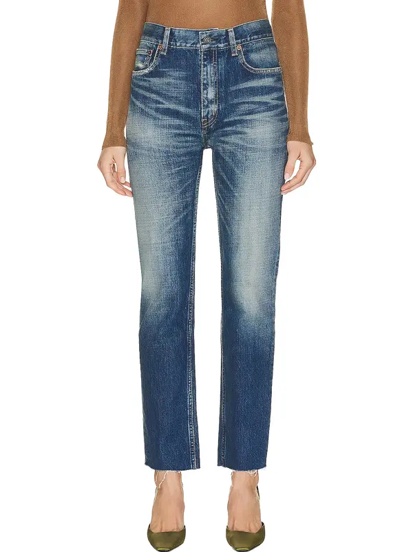 Saint Laurent Hailey Jeans In Denim-medium - Vintage Blue