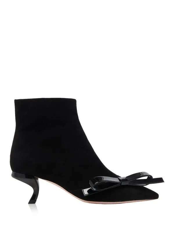 ROGER VIVIER Virgule Suede Ankle Boots - Black