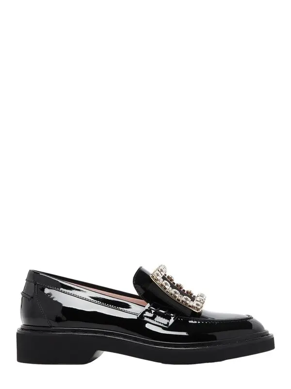 ROGER VIVIER Viv Rangers Buckle Patent Loafers - Black