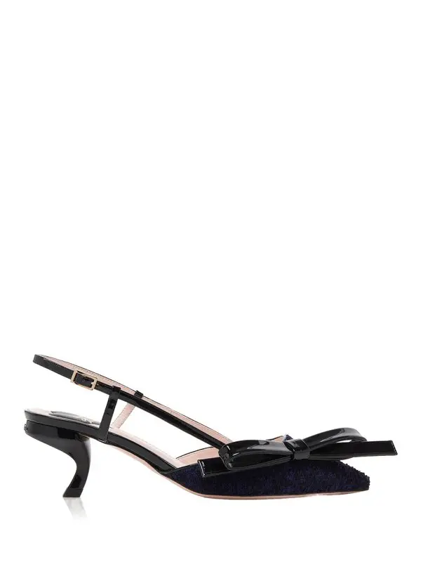 ROGER VIVIER Virgule Bow Slingback Pumps - Navy