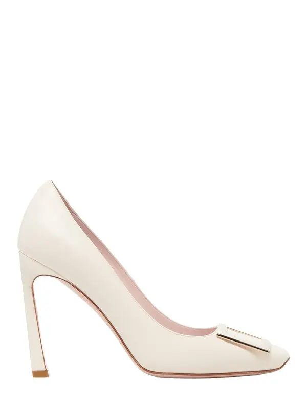 ROGER VIVIER Belle Vivier Trompette Leather Pumps - White
