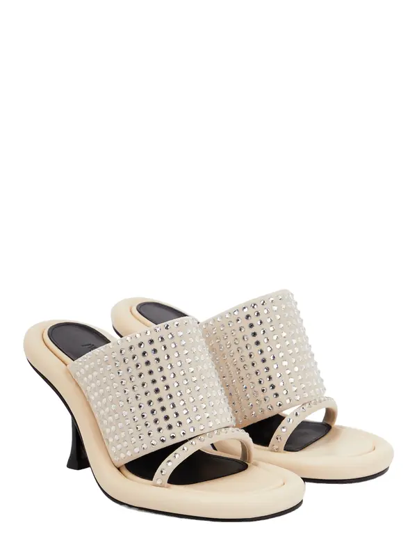 JW Anderson Bumper Tube Embellished Leather Sandals - Beige