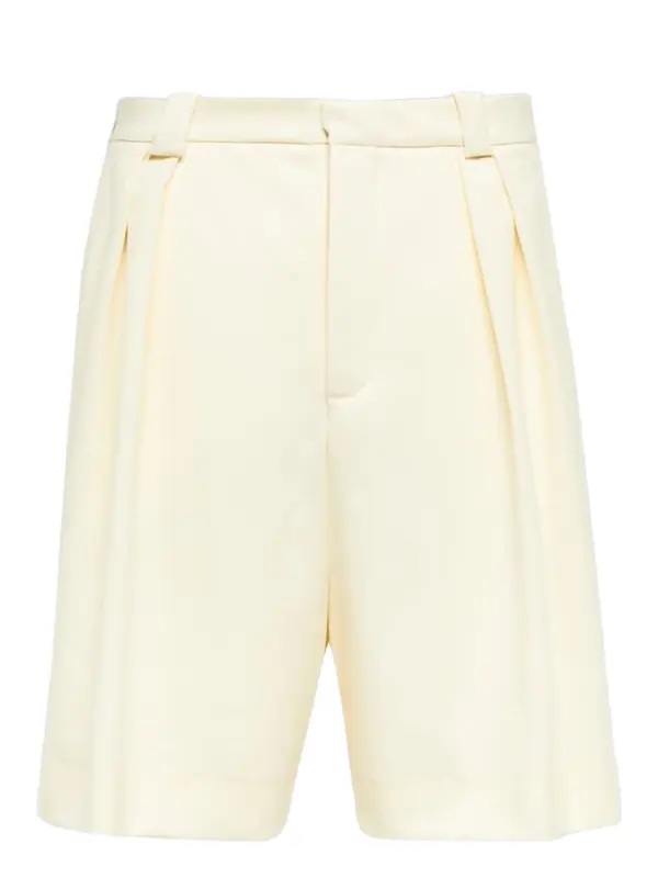King & Tuckfield Pleated High-rise Wide-leg Wool Shorts - White