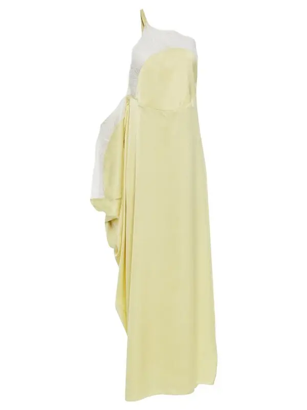JW Anderson Lace-trimmed Satin Maxi Dress - Yellow