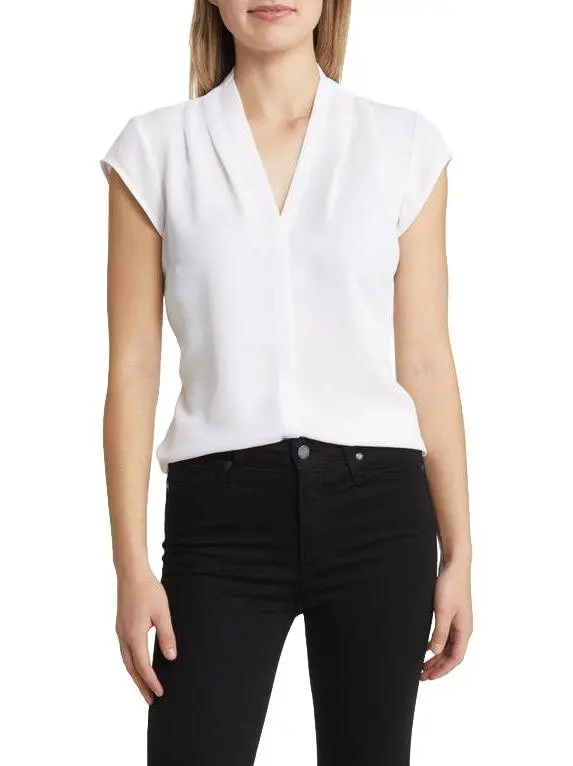NIC+ZOE Cap-sleeve V-neck Top - Paper White