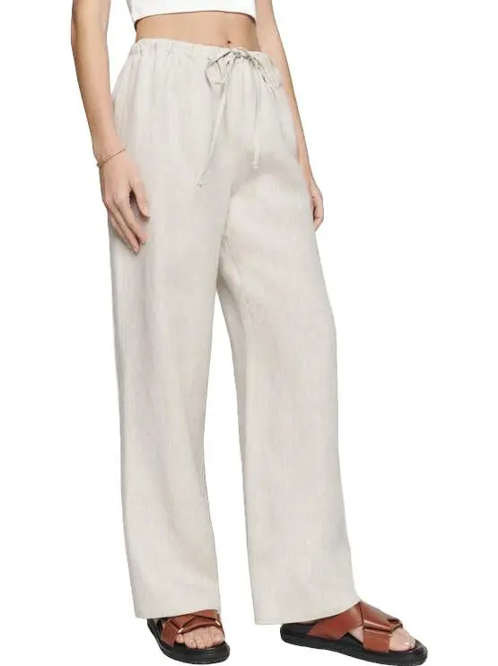 REFORMATION Olina Tie Waist Pants - Oatmeal