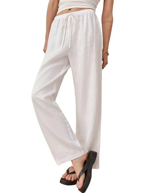 REFORMATION Olina Tie Waist Pants - White