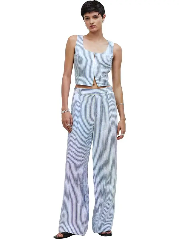 Madewell The Petite Harlow Wide-leg Linen Pant - Bluestone