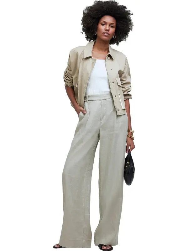 Madewell The Petite Harlow Wide-leg Linen Pant - Pumice