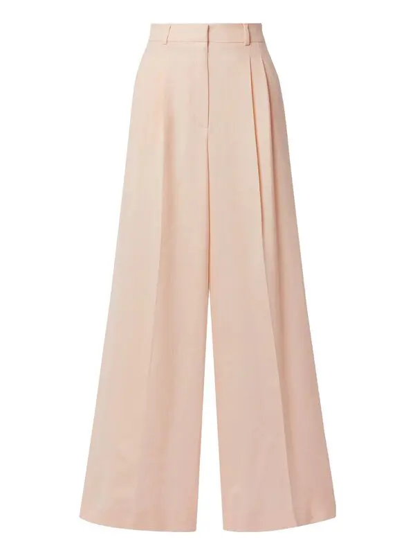 Loro Piana Nyack Pleated Linen And Wool-blend Wide-leg Pants - Cream