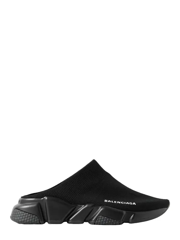 Balenciaga Speed Printed Recycled-knit Mules - Black