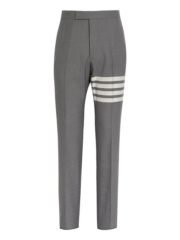 Thom Browne Wool Tailored Trousers With 4-bar Stripe - Grey