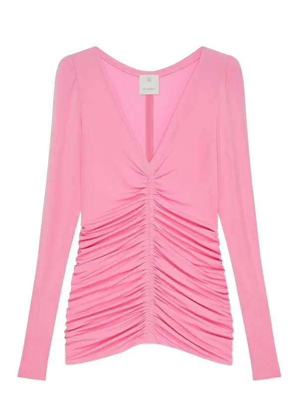Givenchy Ruched Long Sleeve Top - Bubble Gum Pink