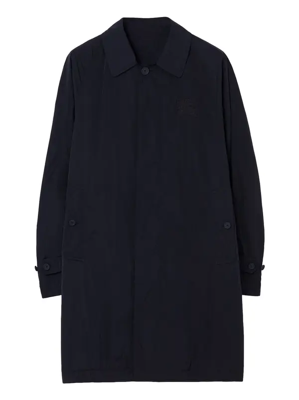 Burberry Single-breasted Logo Patch Coat - Blue