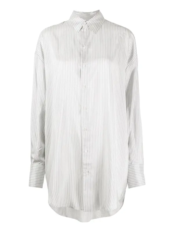 SA SU PHI Long-length Striped Shirt - White