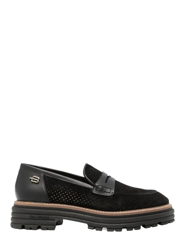 BALDININI Bead-detail Suede Loafers - Black