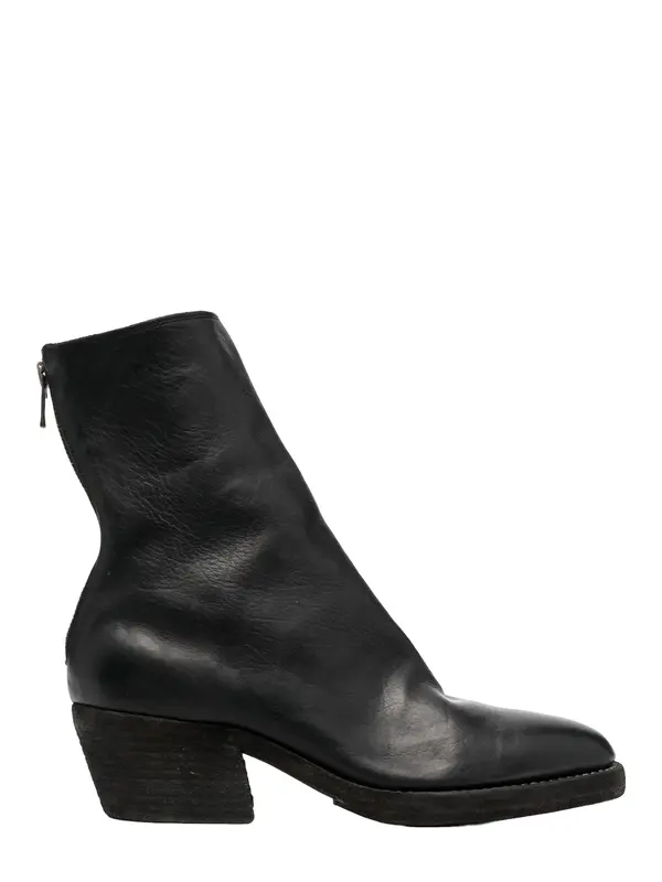Guidi Zip-up Leather Ankle Boots - Black