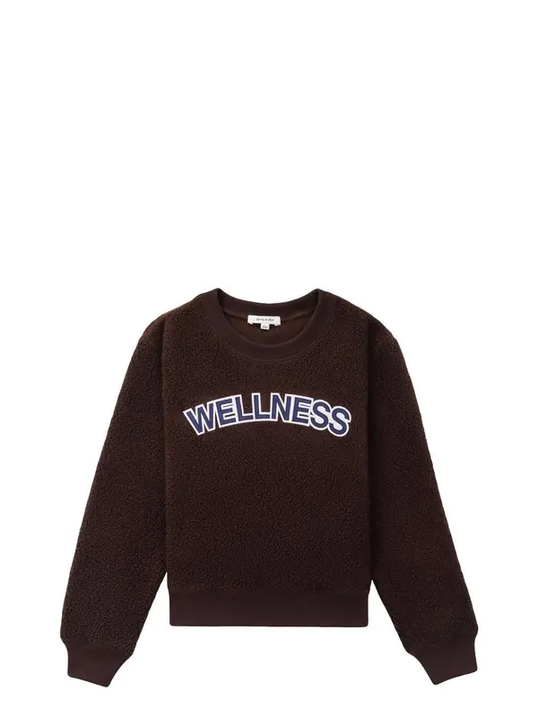 SPORTY & RICH Slogan-patch Fleece Jumper - Brown