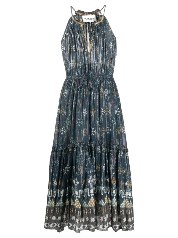MARANT ETOILE Graphic-print Midi Dress - Blue