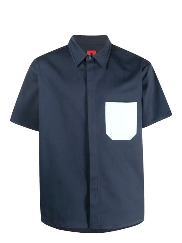 FERRARI Contrast-pocket Short-sleeve Shirt - Blue