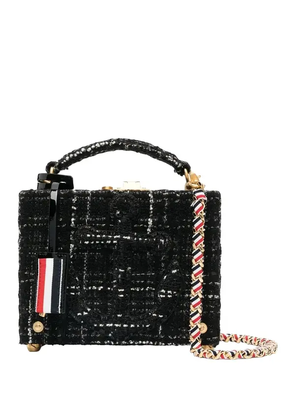 Thom Browne Mini Tweed Chain Tote - Black