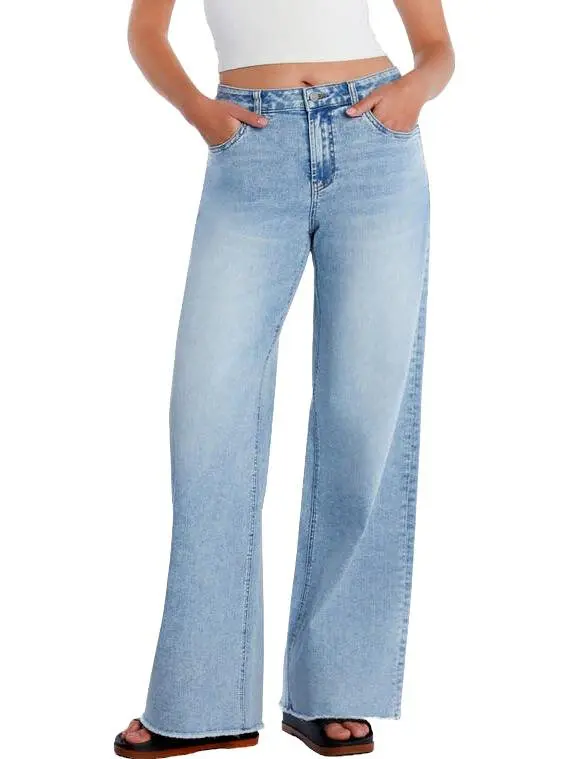 HINT OF BLU Happy Shaggy Wide Leg Jeans - City Denim