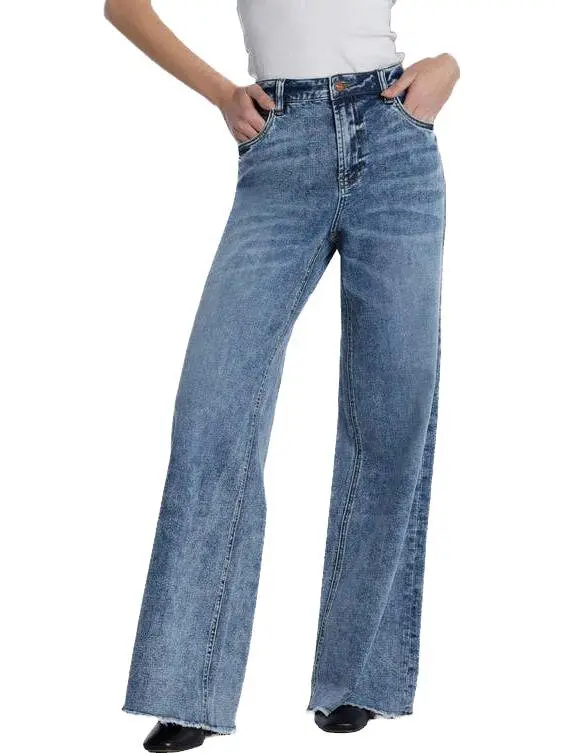 HINT OF BLU Happy Shaggy Wide Leg Jeans - Shag Blue
