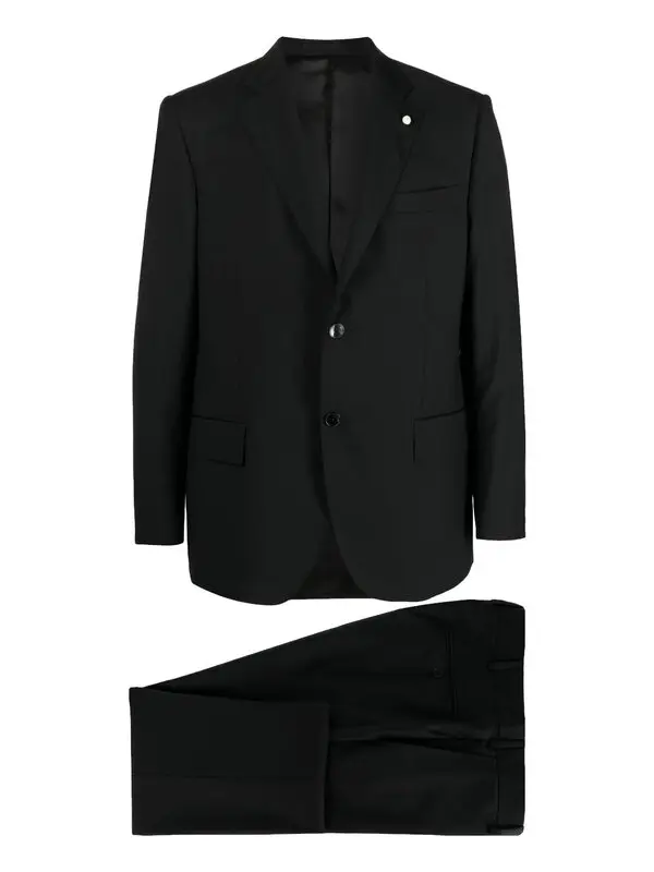 LUIGI BIANCHI MANTOVA Single-breasted Virgin-wool Suit - Black