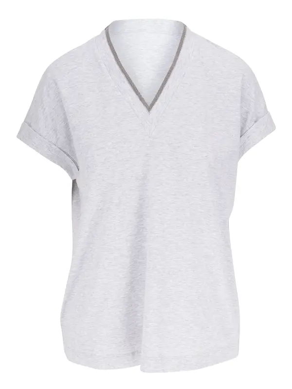 Brunello Cucinelli V-neck T-shirt - Grey