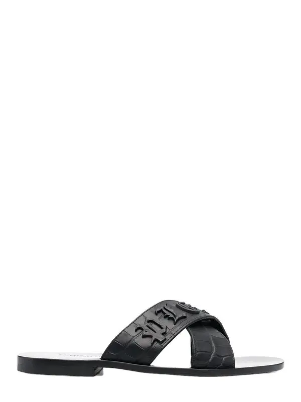 Philipp Plein Logo-lettering Open Toe Sandals - Black