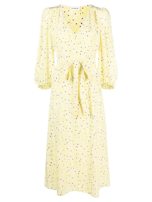 P.a.r.o.s.h Floral-print Silk Wrap Dress - Yellow