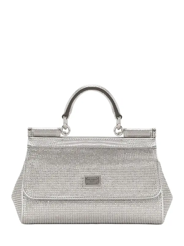 Dolce & Gabbana Sicily Satin Top-handle Bag - Silver