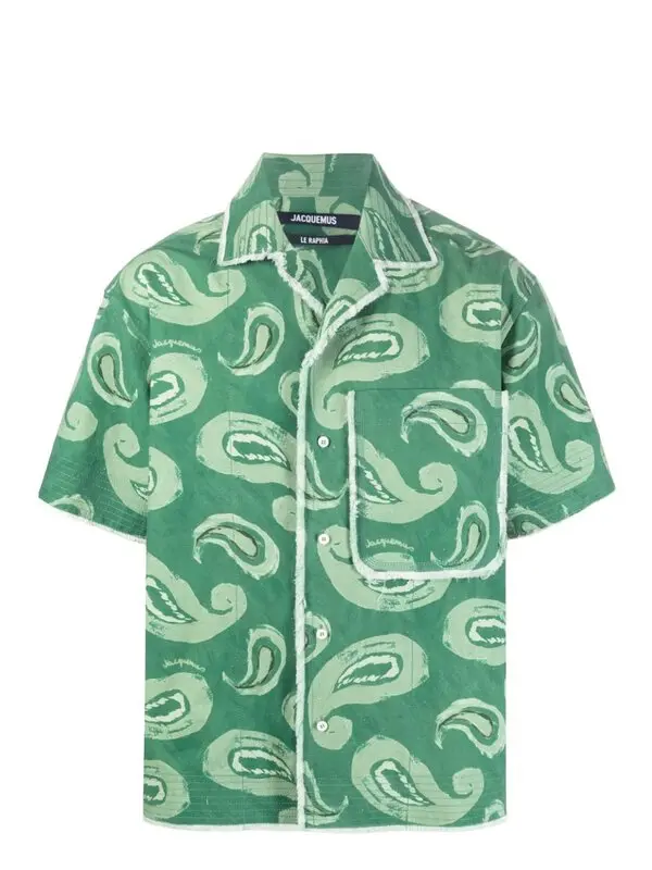 Jacquemus Artichaut Paisley-print Frayed-edge Shirt - Green