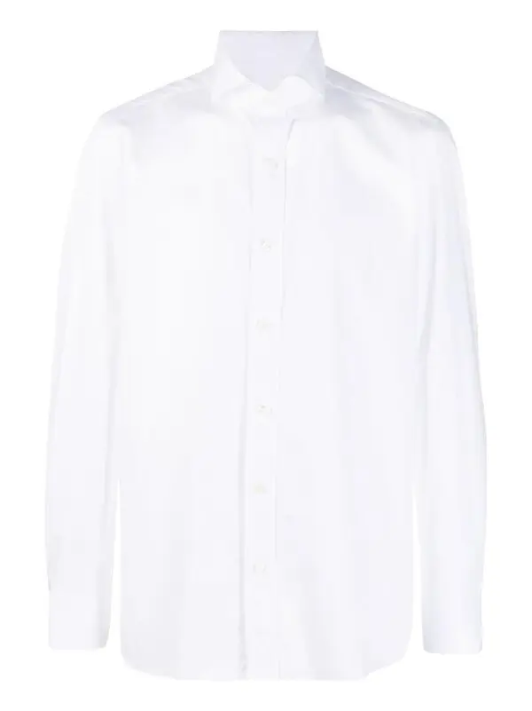 LUIGI BORRELLI Spread Collar Cotton Shirt - White