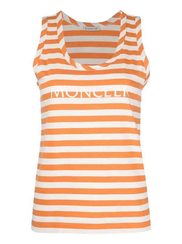 Moncler Striped Logo-print Tank Top - Orange