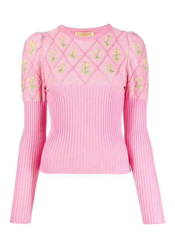 CORMIO Long-sleeve Knitted Top - Pink