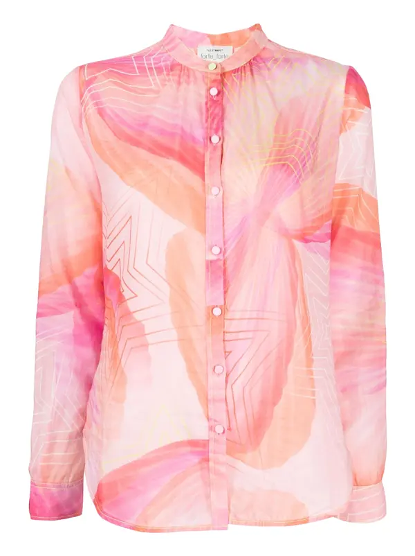 FORTE_FORTE Star-print Long-sleeve Shirt - Pink