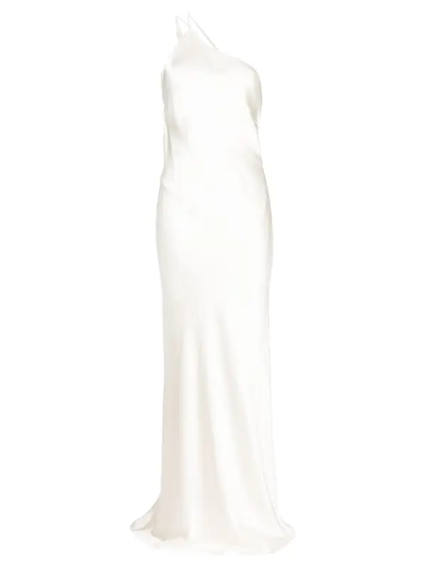 Michelle Mason Single-shoulder Maxi Dress - White