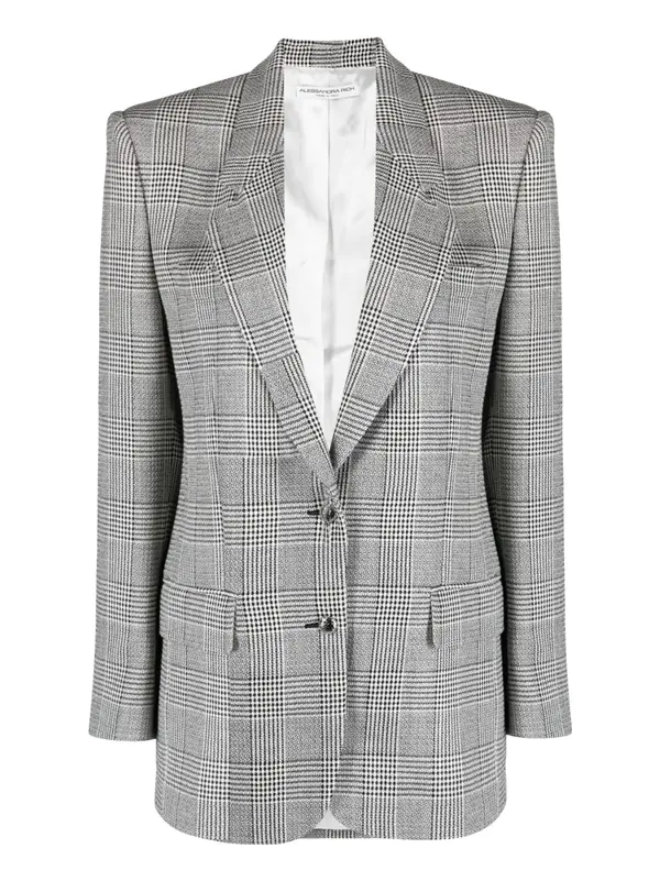 Alessandra Rich Prince Of Wales Check Single-breasted Blazer - Black