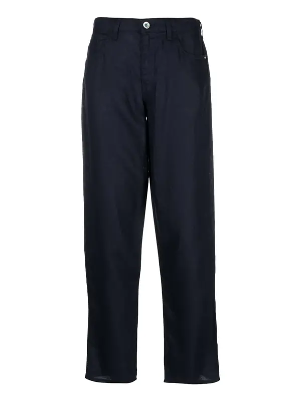 Emporio Armani Straight-leg Linen Trousers - Blue
