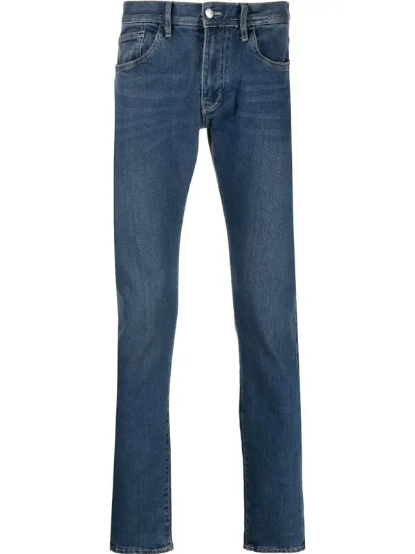 Armani Exchange Slim-cut Jeans With Logo Patch - Blue